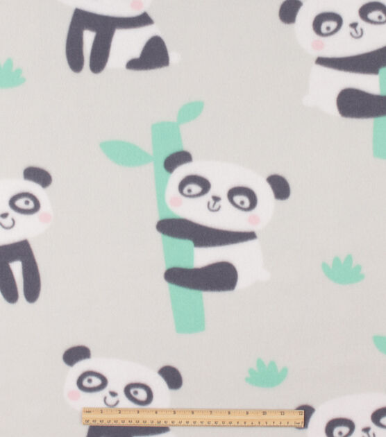48 Wide Pandas On Bamboo Green No Sew Fleece Blanket By Happy Value
