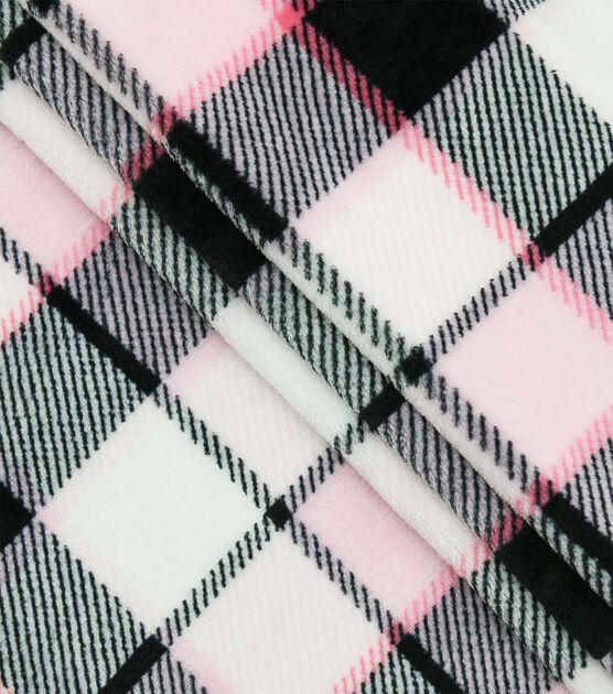 Pink And Black Plaid Sew Lush Fleece Fabric Joann