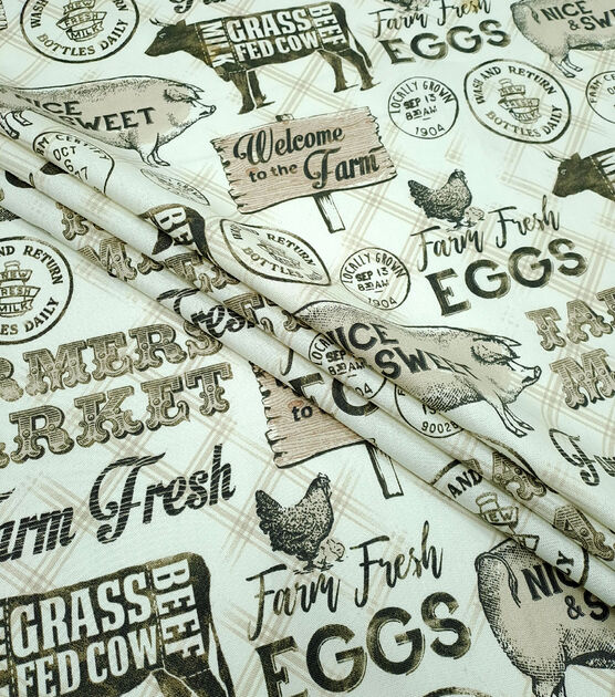Farm Fresh Text On White Cotton Canvas Fabric Joann