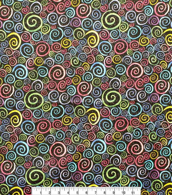 Multicolor Swirls Quilt Glitter Cotton Fabric By Keepsake Calico Joann