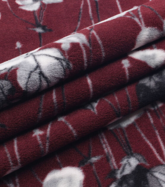 Line Drawn Burgundy Anti Pill Fleece Fabric Joann