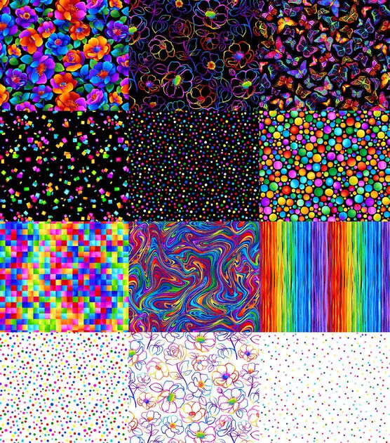 18 X 21 Rainbow Bright Cotton Fat Quarter Bundle 12pc Joann