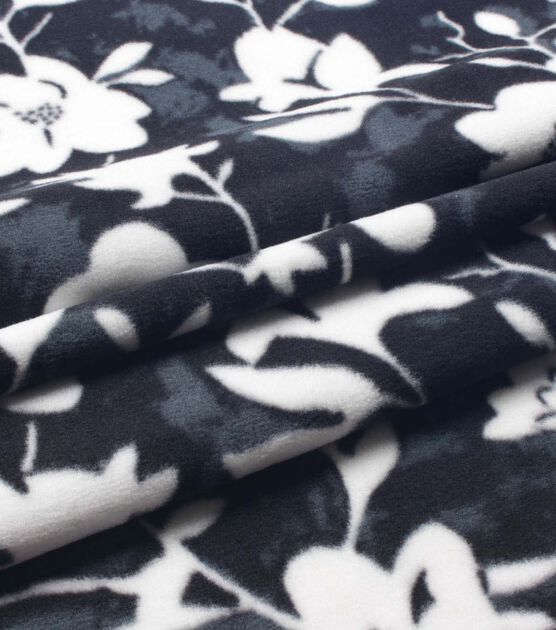 Sketched Floral On Black Anti Pill Plush Fleece Fabric Joann