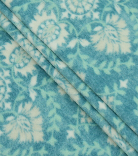 Blue Damask Anti Pill Plush Fleece Fabric Joann