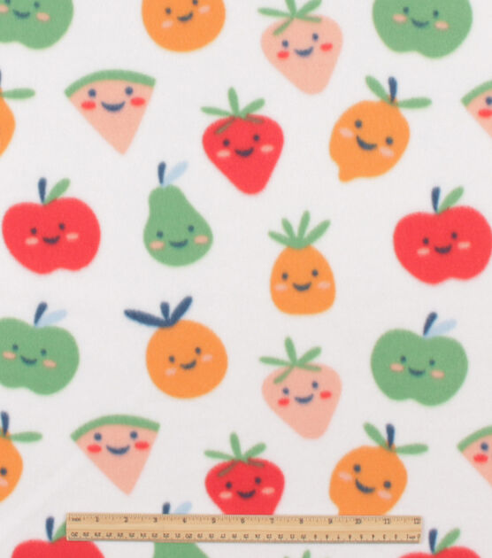 Juicy Fruit On White Blizzard Fleece Fabric Joann