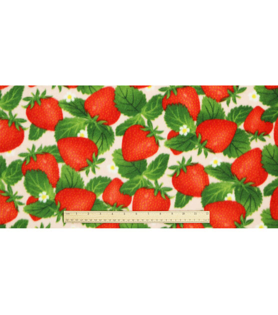 Red Bold Summer Strawberry Patch Anti Pill Plush Fleece Fabric Joann