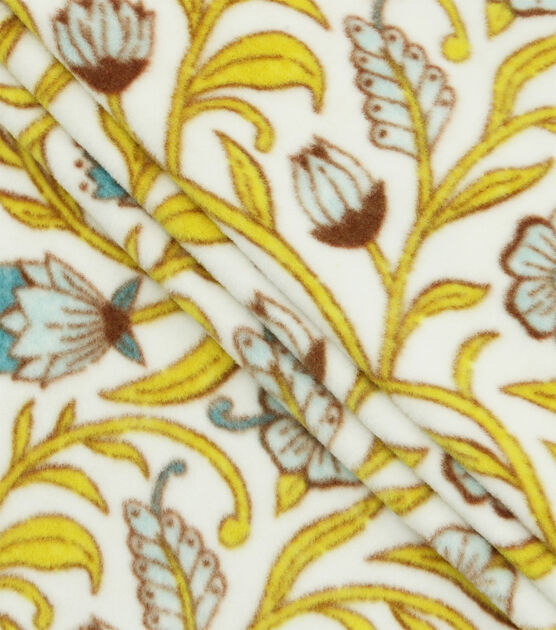 Yellow Scrolly Anti Pill Plush Fleece Fabric Joann