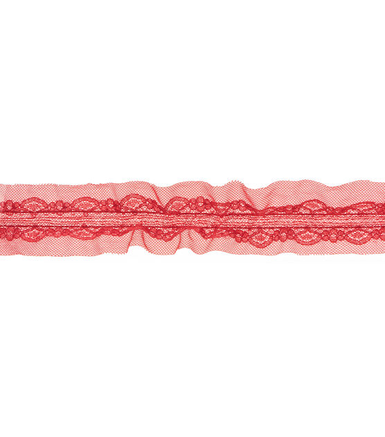 Simplicity Stretch Lace Ruffled Trim Red Joann