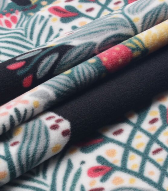 Black Cat On Floral Anti Pill Plush Fleece Fabric Joann