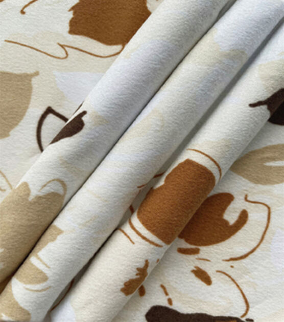 Cream Brown Large Floral Jersey Knit Fabric Joann
