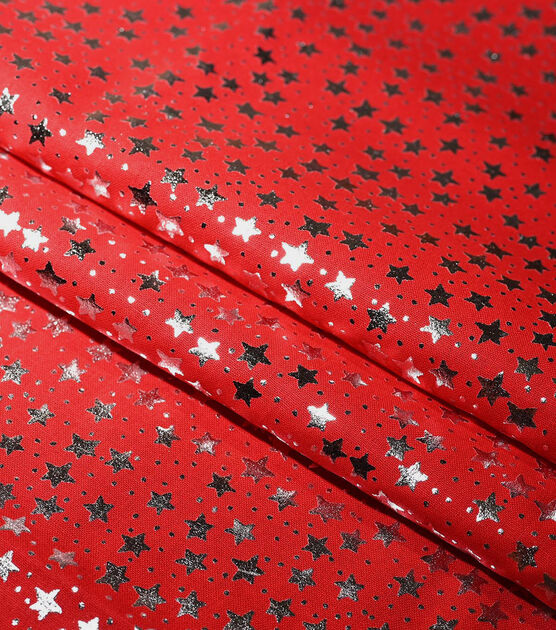 White And Red Star Patriotic Foil Cotton Fabric Joann