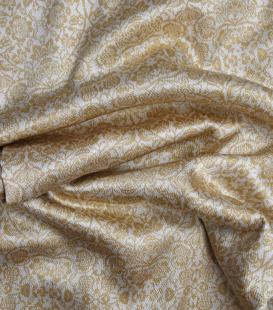 Beige Damask Hammered Silky Satin Fabric Joann