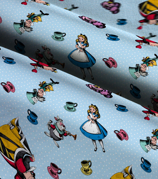 Disney Alice In Wonderland And Friends On Blue Cotton Fabric Joann