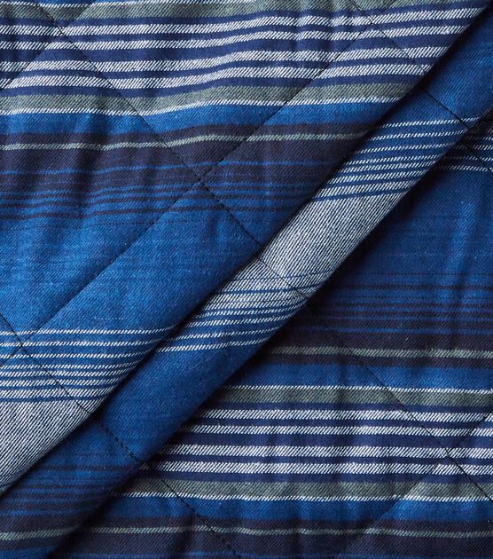 Eddie Bauer Blue Stripe Quilted Polyester Shirting Fabric Joann