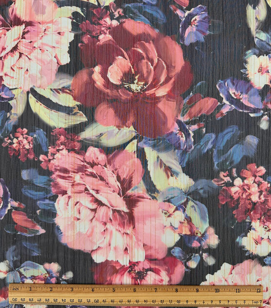 Metallic Floral On Black Chiffon Fabric Joann
