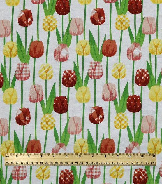 Plaid Tulips On White Super Snuggle Flannel Fabric Joann