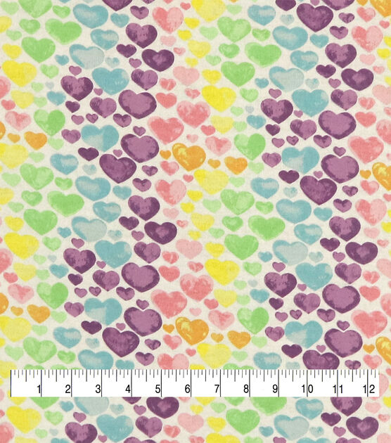 Watercolor Hearts Pastel Super Snuggle Flannel Fabric Joann