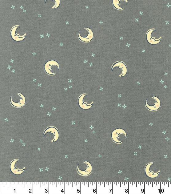 Robert Kaufman Crescent Moons Gray Nursery Flannel Fabric Joann