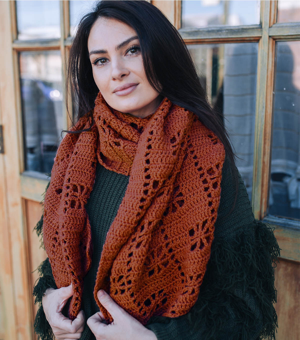 How To Make Lion Brand Pound Of Love Lacy Windows Shawl Online JOANN