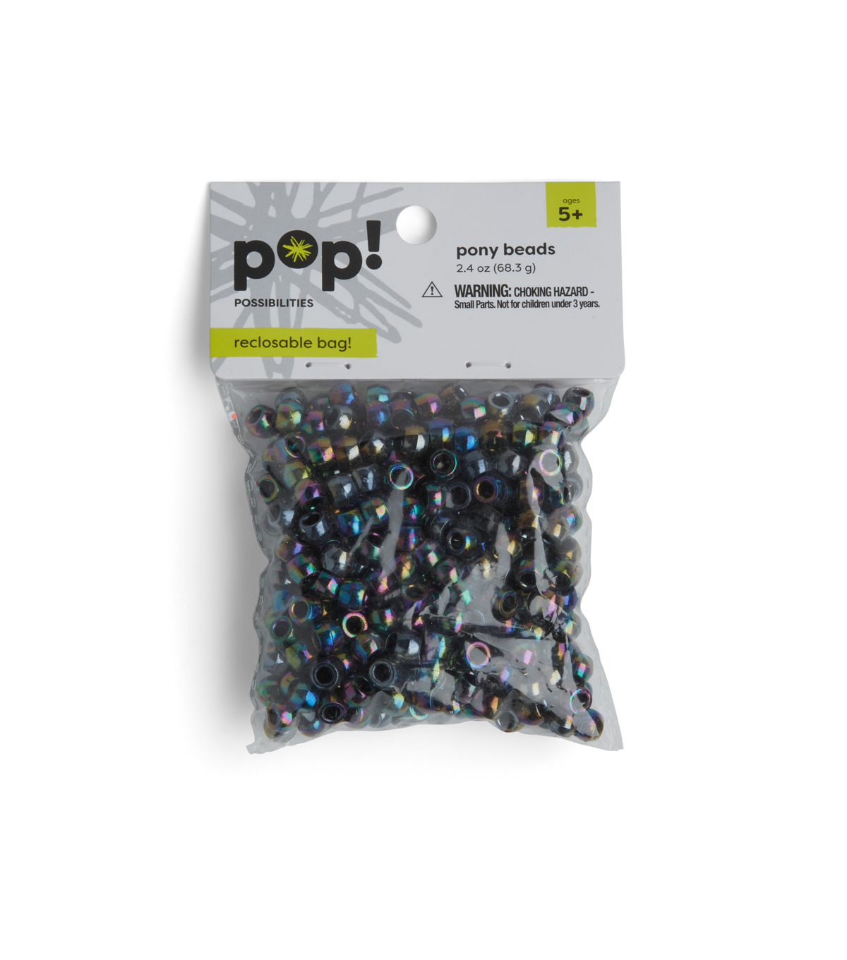 8mm Iridescent Black Pony Beads by POP JOANN