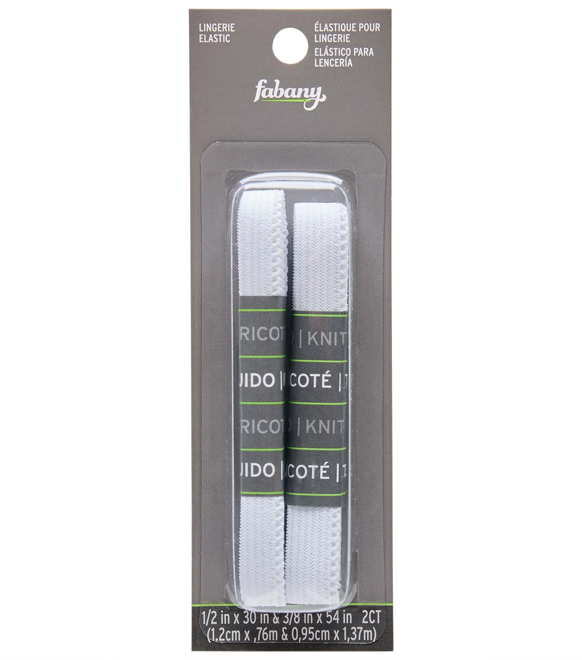 2pk Multiple Sized White Lingerie Elastic by Fabany JOANN